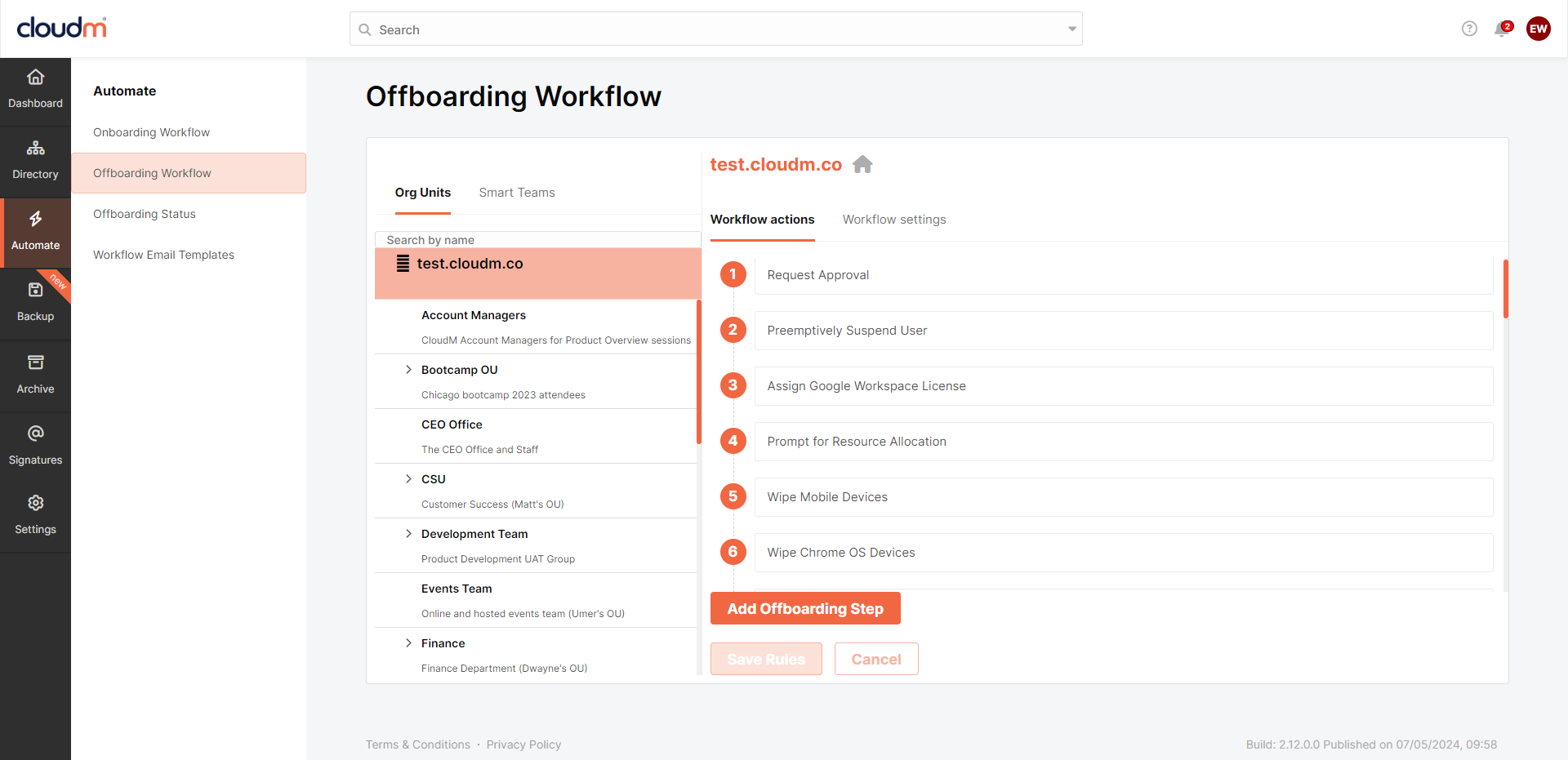 Automate_Offboarding workflow - CloudM Automate_Offboarding workflow - CloudM